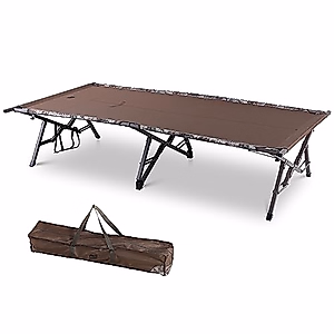 TIMBER RIDGE Outdoor Bed Cots for Sleeping with Carry Bag Foldable XL Hunting for Camping, Hiking, Camouflage，Home, Travel, Support up to 600lbs, Tan