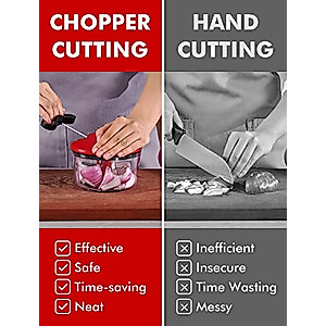 Manual Food Chopper, Hand Pull String Onion Chopper, Dishwasher Safe Food Mincer, No BPA Food Grade Material, 2.5 Cups 0.6L