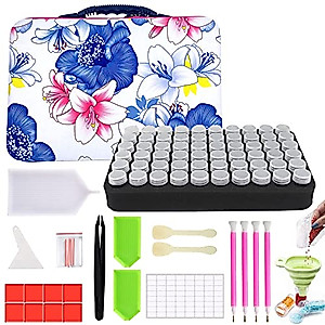 VAIIEYO Diamond Painting Storage Containers, 60 Slots EVA Shockproof Beads Storage Diamond Painting Accessories,Durable High Capacity - Diamond Embroidery Art Craft Jewelry Beads Rhinestones Organizer