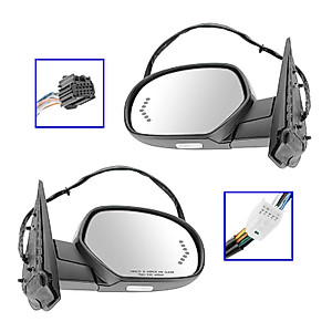 Mirror Power Folding Heated Memory Puddle Signal Chrome Pair for GM Pickup SUV