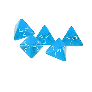 Yiotfandoll 5PCS Polyhedral Dice 20mm D4 for Dungeons and Dragons DND RPG MTG Dice Table Games Transparent Blue with Black Bag