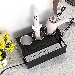 Happy start Acrylic Hair Tool Organizer - Blow Dryer Holder, Hair Styling Tools & Accessories Organizer Vanity Caddy Storage Stand with Heat Resistant Stainless Steel Cups (Regular, Black)