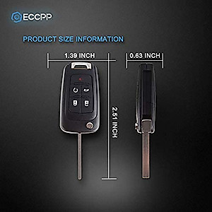 ECCPP key fob for chevy cruze Key Fob (Shell Case) for GMC Terrain for buick Allure LaCrosse Regal Verano Encore for Chevy Camaro Cruze Malibu Equinox Sonic Impala OHT01060512 (2pcs)