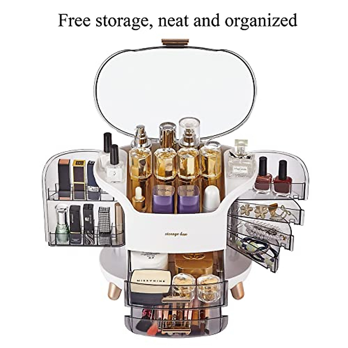 MNZJIA Cosmetics Makeup Organizer,Skincare Organizer,Dustproof Waterproof Large Cosmetics Organizer,Jewelry Lipstick Organizer(White)