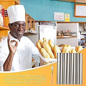 Norme 2 Pieces Nonstick Baguette Pan 4 Loaves Perforated French Bread Pan Bread Knife Bread Lame Dough Scoring Tool with 10 Blades and Leather Cover for Kitchen Bakery Baker's Tray Oven Toaster Tool