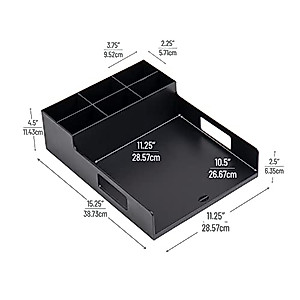 Mind Reader Utensil Napkin & Plate Holder, Silverware Organizer, Serving Tray, Plastic, 11.25"L x 15.25"W x 4.5"H, Black