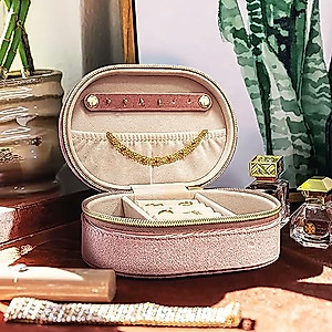 Initial S Oval Velvet Travel Jewelry Box for Girls, Jewelry Holder Organizer - Birthday Gifts for Women, Women Gifts for Christmas - Gifts for Her Friends Female Mom Sister Coworker Bridemaids Wife