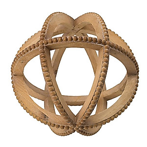 A & B Home 10 in W Round Natural Fir Wood and Resin Decorative Ball, Home Accent Décor