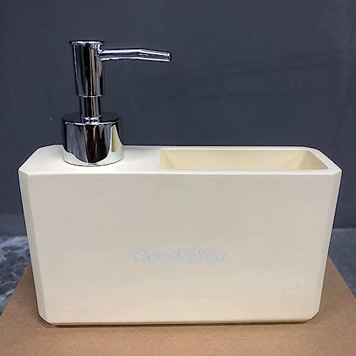 GOOD4YOU Lot of Two Manual Soap Dispenser, Organizer on Countertop, 2-in-1 Manual Dish Soap Dispenser and Sponge Holder, Durable ABS Material, Countertop for Kitchen & Bathroom