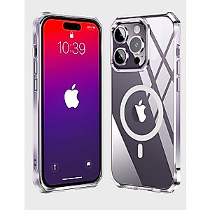 Kakalux[for iPhone 14Pro Phone case,Magnetic case for iPhone 14Pro,magsafe Compatible,with airbag Protection at All Four Corners and Military Grade Drop Protection for iPhone 14Pro(6.1'')-Clear.