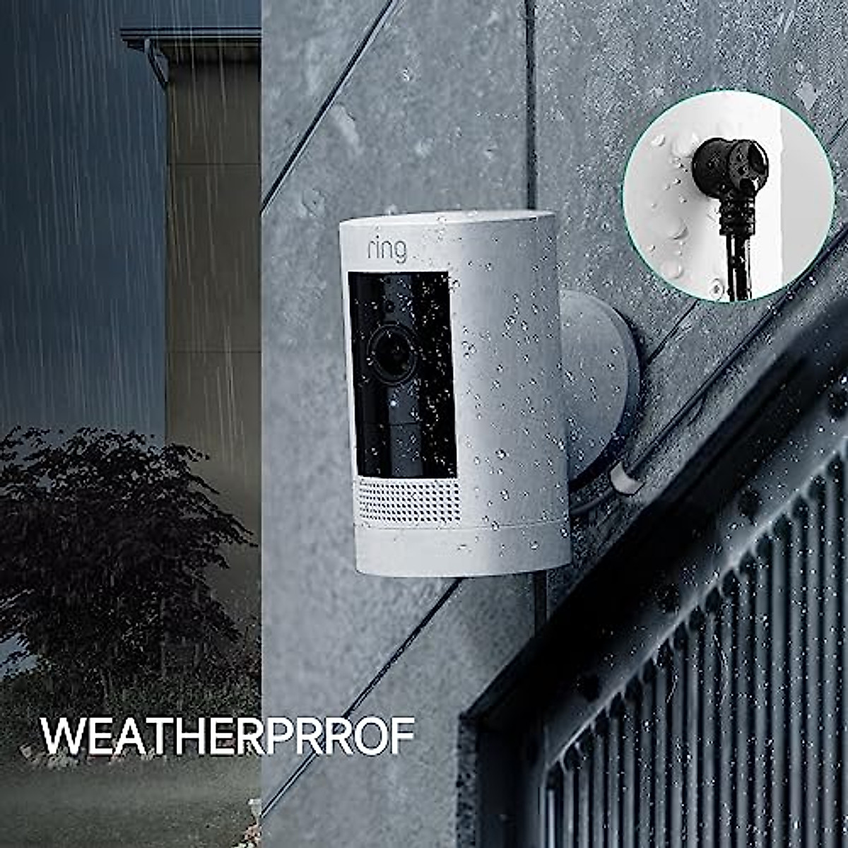 OLAIKE 8m/26ft Charge Cable with DC Power Adapter Compatible with Ring Stick Up Cam Battery 3rd Gen/2nd Gen/Plug-in, Weatherproof Cable to Continuously Charge Your Camera, Black