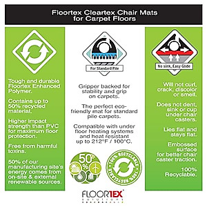 Floortex® Cleartex® Enhanced Polymer Rectangular Chair Mat for Carpets up to 3/8" - 48" x 60"