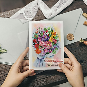 TUMYBee Colorful Bouquet Quilling Floral Card, Anniversary, Thank You, Birthday, 5 x 7 inch