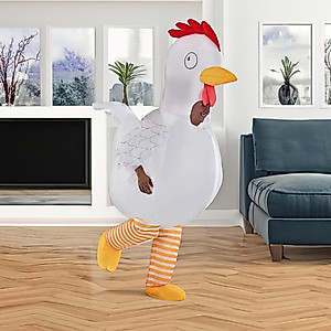 White Chicken Inflatable Plastic Jumpsuit Costume for Adults - 1 Set - Perfect for Parties & Entertainment