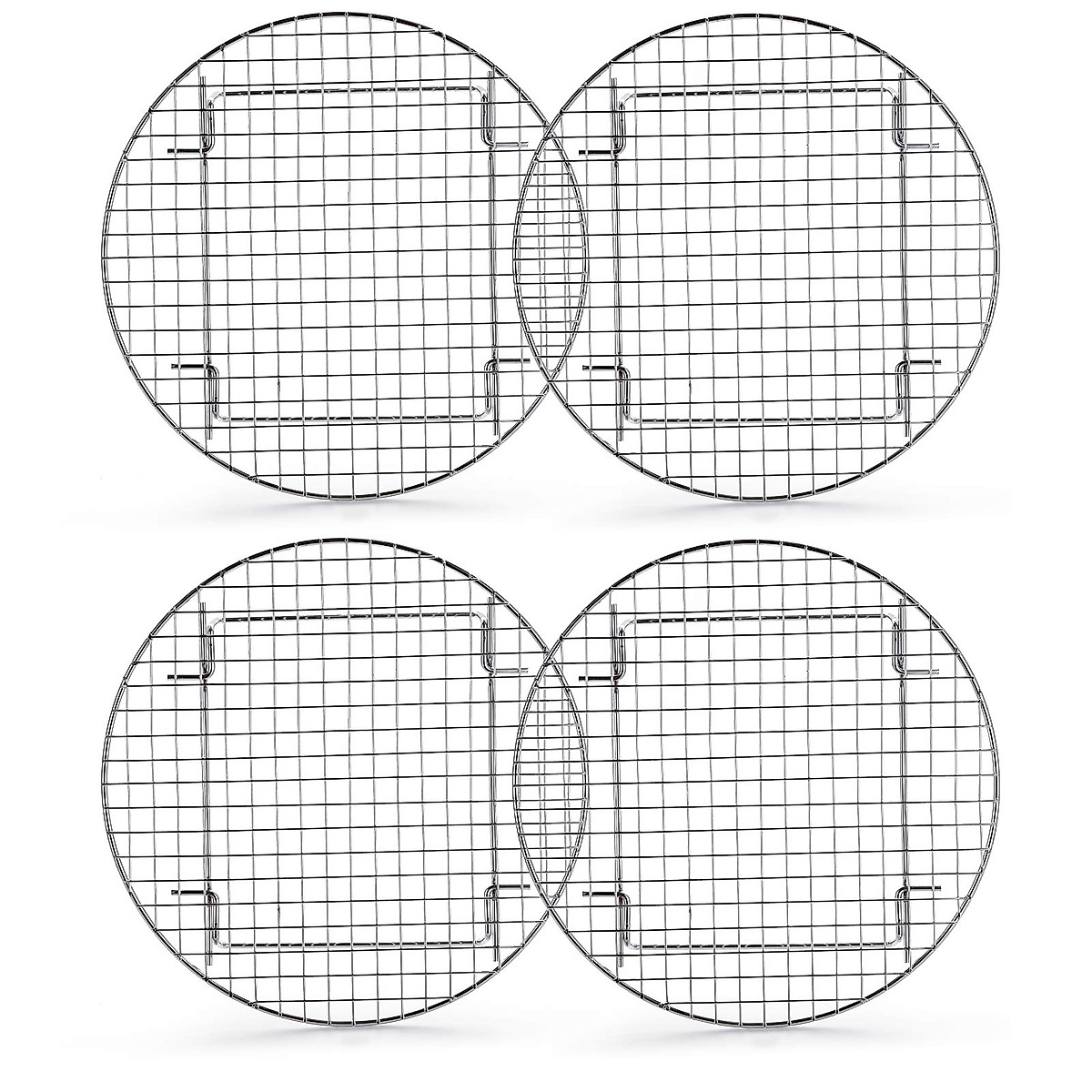 Foraineam 4 Pack 10.5 inch Steamer Rack Round Grilling Rack for Cooling Steaming Baking Cooking, Lifting Food in Pots, Cake Pan, Pressure Cooker and Oven