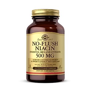 SOLGAR No-Flush Niacin 500 mg - 100 Vegetable Capsules - Supports Energy Metabolism & Nervous System - Vegan, Gluten & Dairy Free, Kosher - 100 Servings