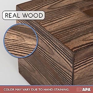 Ilyapa Wood Tissue Box Cover Rectangular - Rustic Farmhouse Wooden Tissue Holder