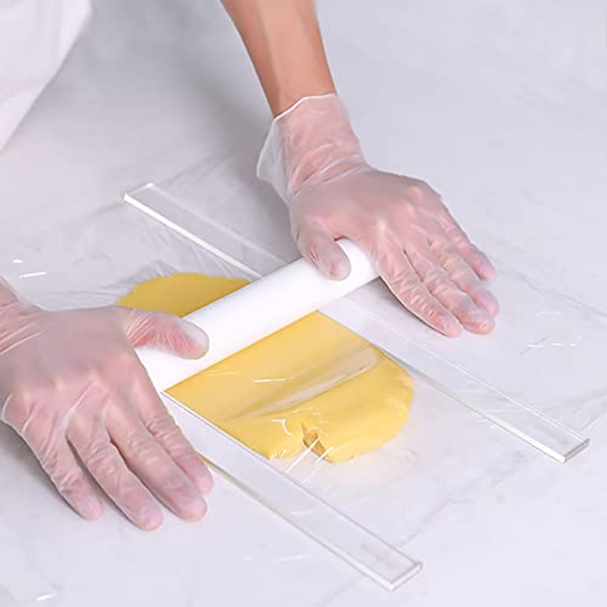 2pcs Rolling Pin Guide Sticks Set Dough Rolling Strips for Measuring Dough, Measuring Dough Balance Thickness Ruler for Baking Christmas Fondant Cookies (3mm)