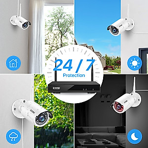 ZOSI 8CH 1080P Wireless Security Camera System with 1TB Hard Drive, H.265+ 8CH 1080P CCTV NVR,8PCS 1080P Indoor Outdoor WiFi Surveillance Camera,80FT Night Vision, Motion Alert,Remote Access