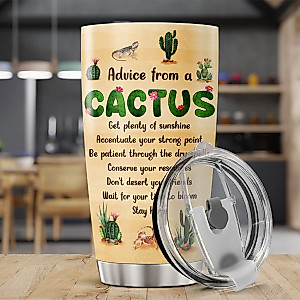 CUBICER 20 Oz Cactus Tumbler With Lid For Plant Lovers Women Girls Teens Kids Funny Sayings Stainless Steel Cups Inspirational Quotes Insulated Coffee Mugs Travel Drinking Glass