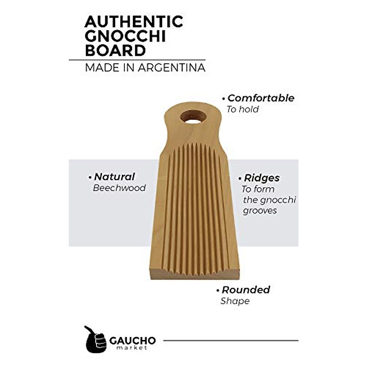 Rounded Gnocchi Board Paddle, Unique Curved Design for Handmaking Italian Gnocchi Pasta. Perfect Ridges that Form the Grooves on the Gnocchi. Easy to Use and Clean. Gnocchi Party at Home.