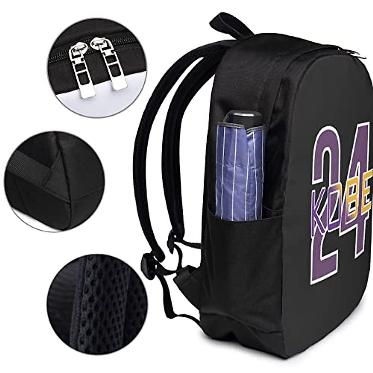 Mamba 24 Ko-Be Basketball Men'S Woman Backpack Laptop Backpack Usb Charging Port Black One Size