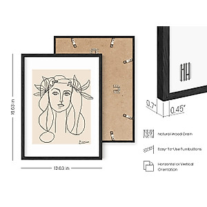 HAUS AND HUES Picasso Abstract Woman Wall Art - Minimalist Line Art, Aesthetic Line Art, Picasso Woman Face Poster for Living Room, Dorm Room, and Office Interiors (Black Frame, 12x16)