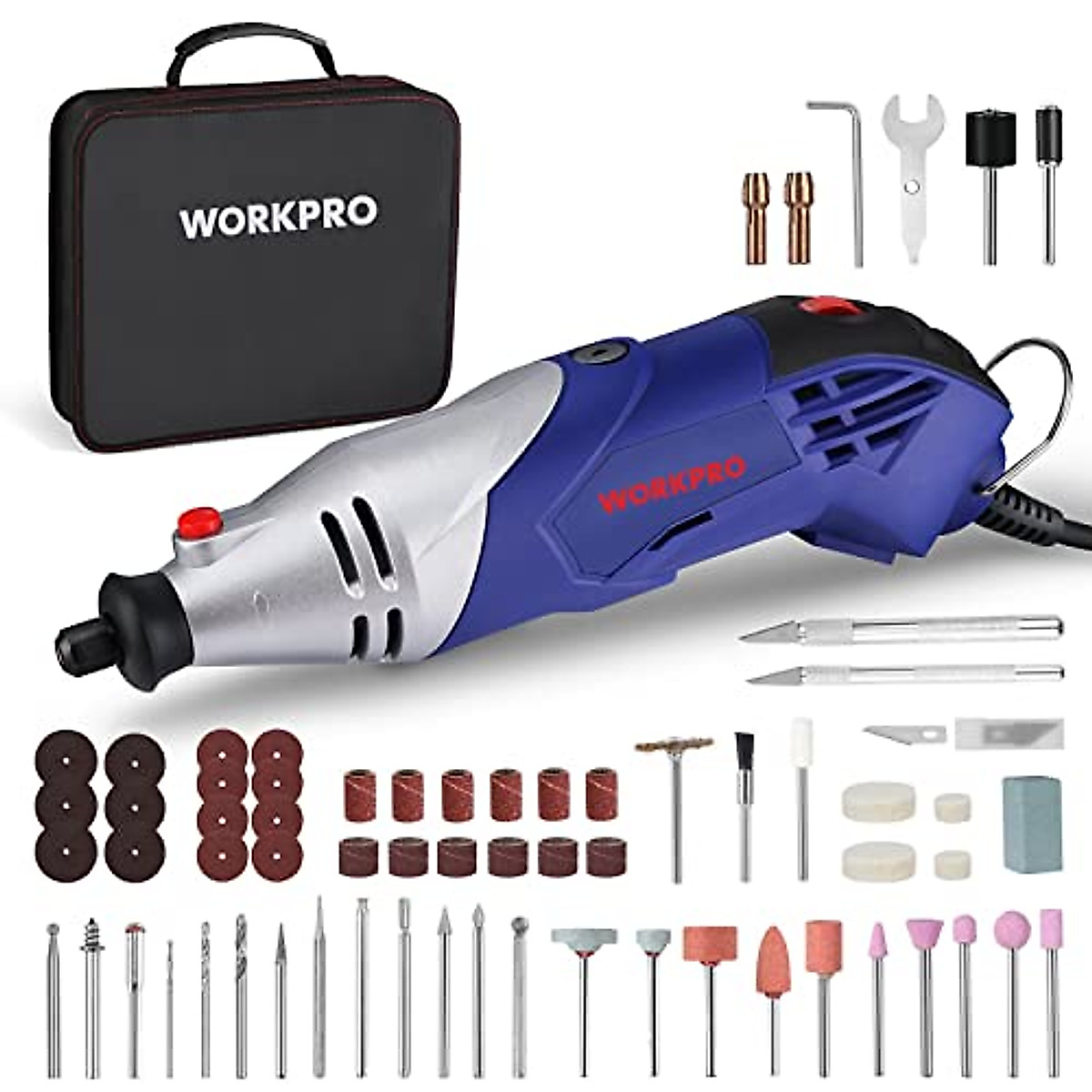 WORKPRO Rotary Tool Kit, 6 Variable Speed, Engraver, Sander, and Polisher with 141Pcs Accessories - Perfect for Grinding, Cutting, Wood Carving, Sanding, and Engraving