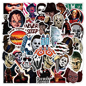 50Pcs Thriller Horror Movie Killer Role Character Stickers for Water Bottle Cup Laptop Guitar Car Motorcycle Bike Skateboard Luggage Box Vinyl Waterproof Graffiti Patches XQX