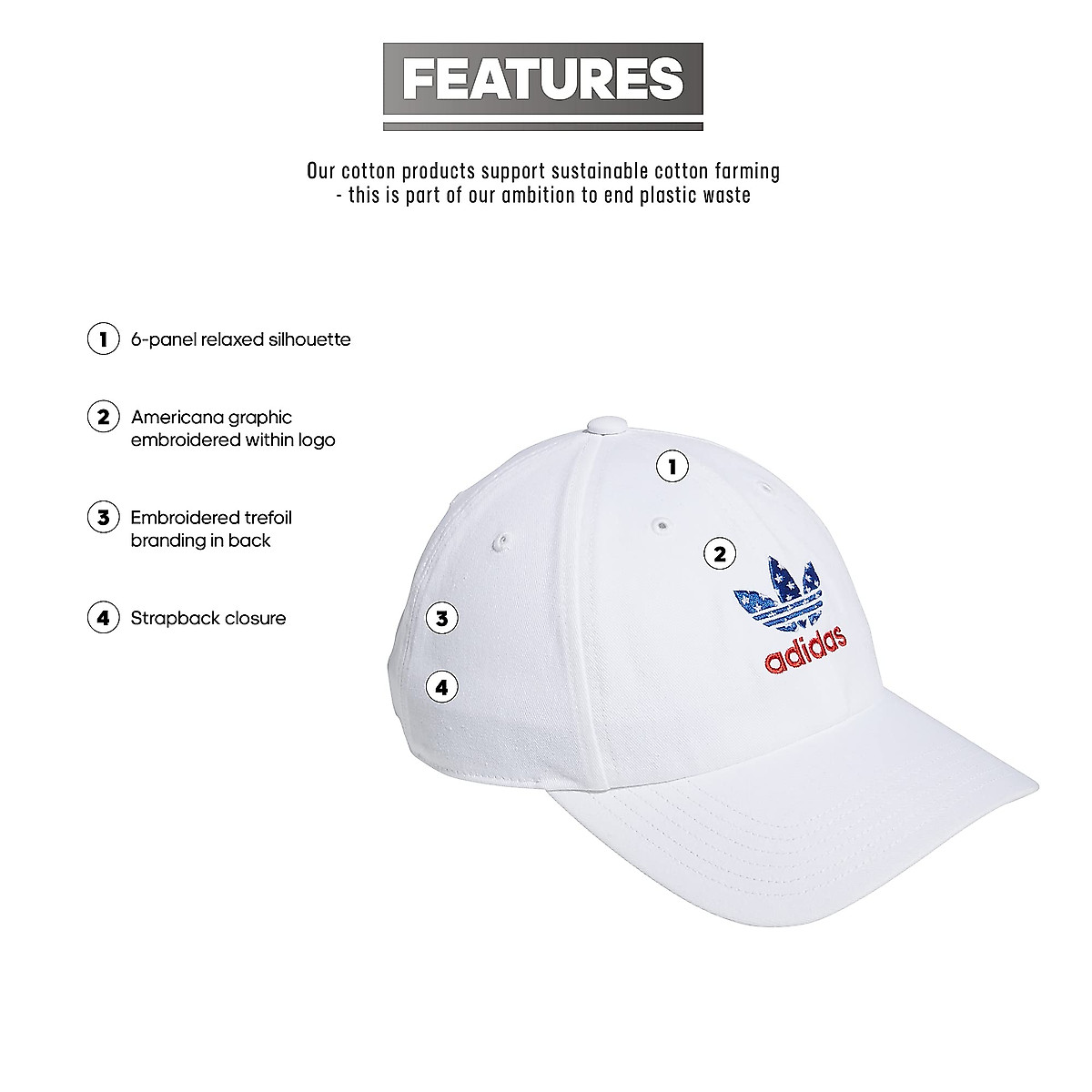 adidas Originals Unisex Originals Americana Relaxed, White, One Size