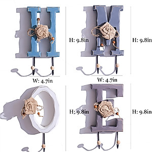 N/D Wall Hooks Set, Wooden Hooks for Wall with 7 Pegs, Coat Rack Wall Mount, Hat Rack entryway Hooks,Purse Hanger for Wall, Key Holder for Wall, Decorative Hooks for Hanging Things,Purse Hanger(Blue)