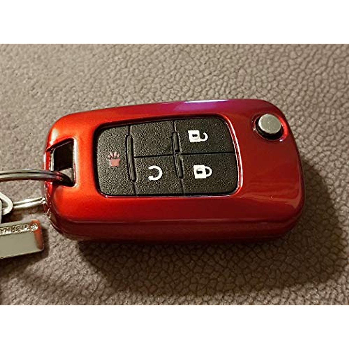 iJDMTOY Exact Fit Glossy Red Smart Key Fob Shell Cover Compatible with Chevy Camaro Cruze Malibu SS Spark Volt, Compatible with GMC Terrain 3 4 5 Buttons Folding Key Fob