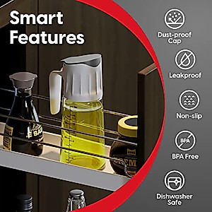 DWËLLZA KITCHEN Cooking Oil Dispenser Bottles for Kitchen – Drizzle Oil, Dressing & Coffee Syrup from Your Drip-Free, Auto-Open, 17 Oz Oil Bottles – Gray 2-Pack Glass Olive Oil Dispenser Bottle