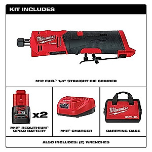 Milwaukee 2486-22 M12 Fuel 1/4" Straight Die Grinder 2 Battery Kit