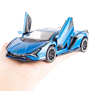 BDTCTK Sian FKP37 Car Model Toy 1/32 Child Sound and Light Pull Back Car Zinc Alloy Casting Toys for Kids Boy Girl Gift (Bule)
