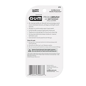 GUM Proxabrush Go-Betweens - Angled- Interdental Brushes - Soft Bristled Dental Picks for Plaque Removal Health - Safe for Braces & Dental Devices, 4ct (6pk)