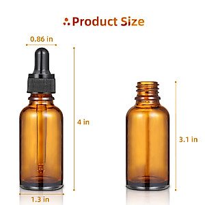 GarveeTech 24 Pcs Amber Glass Dropping Bottles, 30ml (1 oz) Eye Dropper Bottle, Mini Essential Oil Dropper Bottles, Leak Proof Travel Bottles, Empty Travel Sample Vials