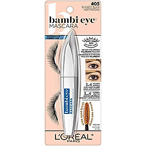 L'Oreal Paris Bambi Eye Mascara, Lasting Volume, Length & Lift, Doe-Eye Definition, No Clumping or Smudging, Waterproof, Blackest Black, 0.21 fl. oz.