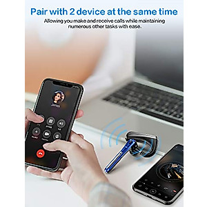 GPEESTRAC Bluetooth Headset [Upgraded] Active Noise Cancelling Bluetooth Headphones, Bluetooth Earpiece CVC8.0 Dual-Mic Hands-Free V5.0 Comfortable Earbud