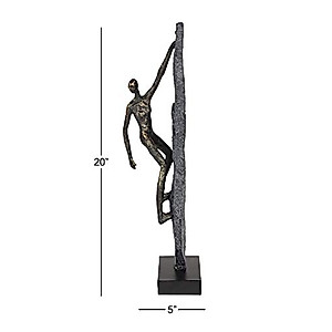 Deco 79 Polystone People Decorative Sculpture Climbing Home Decor Statue, Accent Figurine 6" x 5" x 19", Bronze