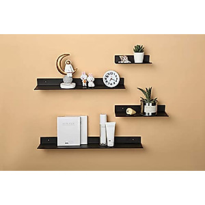 Z metnal Small Floating Shelves, Mini Display Metal Shelf for Collection, Decor Lack Wall Shelf, Utility Shelves,Aluminum, Wall Mounted, Matt Black, 8 inch, 2 Pack