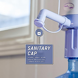 TERA PUMP Manual Water Pump for 5 Gallon Bottles, Fits Most 2-6 Gallon Bottles, Manual Hand Pressure Water Dispenser, 3 Tube Lengths, Sanitary Cap, Cleaning Brush, BPA-Free Food Grade Material