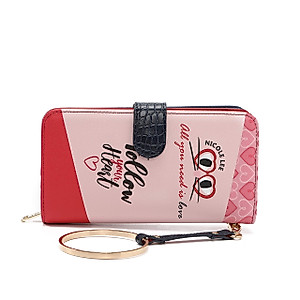 PRT6700 NICOLE LEE FASHION PRINT WRISTLET WALLET w/BRACELET STRAP~DAISY TAKES LOVE