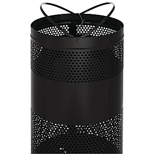 Rubbermaid Commercial Products Perforated Steel Trash Can, 25-Gallon, Black, Hands-Free Indoor/Outdoor Garbage Bin for Mall/Stadium/Office/Lobby/Restaurant