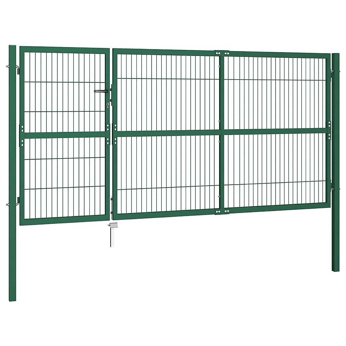 loibinfen Outdoor Garden Gate, Garden Fence Gate with Posts, Patio Gate Metal Fencing Border for Yard Outdoor, Entry Gate, 137.8"x55.1" Steel Green
