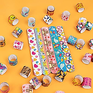 JOYIN 144 Pcs Slap Bracelets for Kids Bulk Wristbands with Animals, Friendship, Heart Print 36 Designs, for kids Easter Party Favors, Valentine Classroom Prizes Exchanging Gifts
