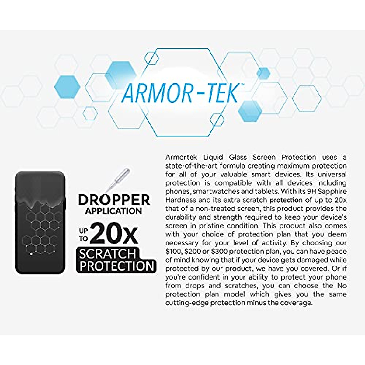 LIQUIPEL Armortek Liquid Glass Screen Protector - Universal Nano Liquid Screen Protector for Smartphones, Tablets, and Wearables - Increased Impact and Scratch Protection ($0 Protection Plan)