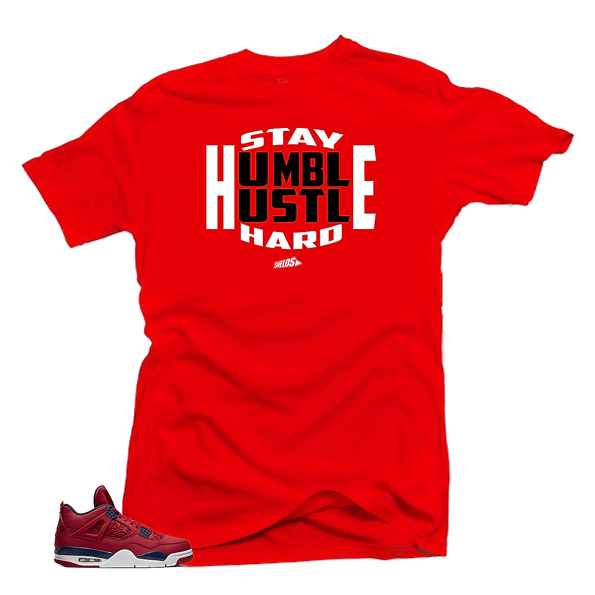 SNELOS Shirt to Match Jordan (Jordan 4 FIBA.Stay Humble(Red), M)