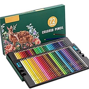 Artist Colored Pencils Set for Adult Coloring Books, Soft Core, Professional Numbered Art Drawing Pencils for Sketching Shading Blending Crafting, Gift Tin Box for Beginners Kids (72 Colors)