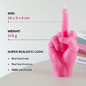CandleHand Hand Gesture Candle Middle Finger - Big Real Hand Size 8.7 x 3.5 x 3 inches - Unusual Birthday, Office, Housewarming Gift (Pink)